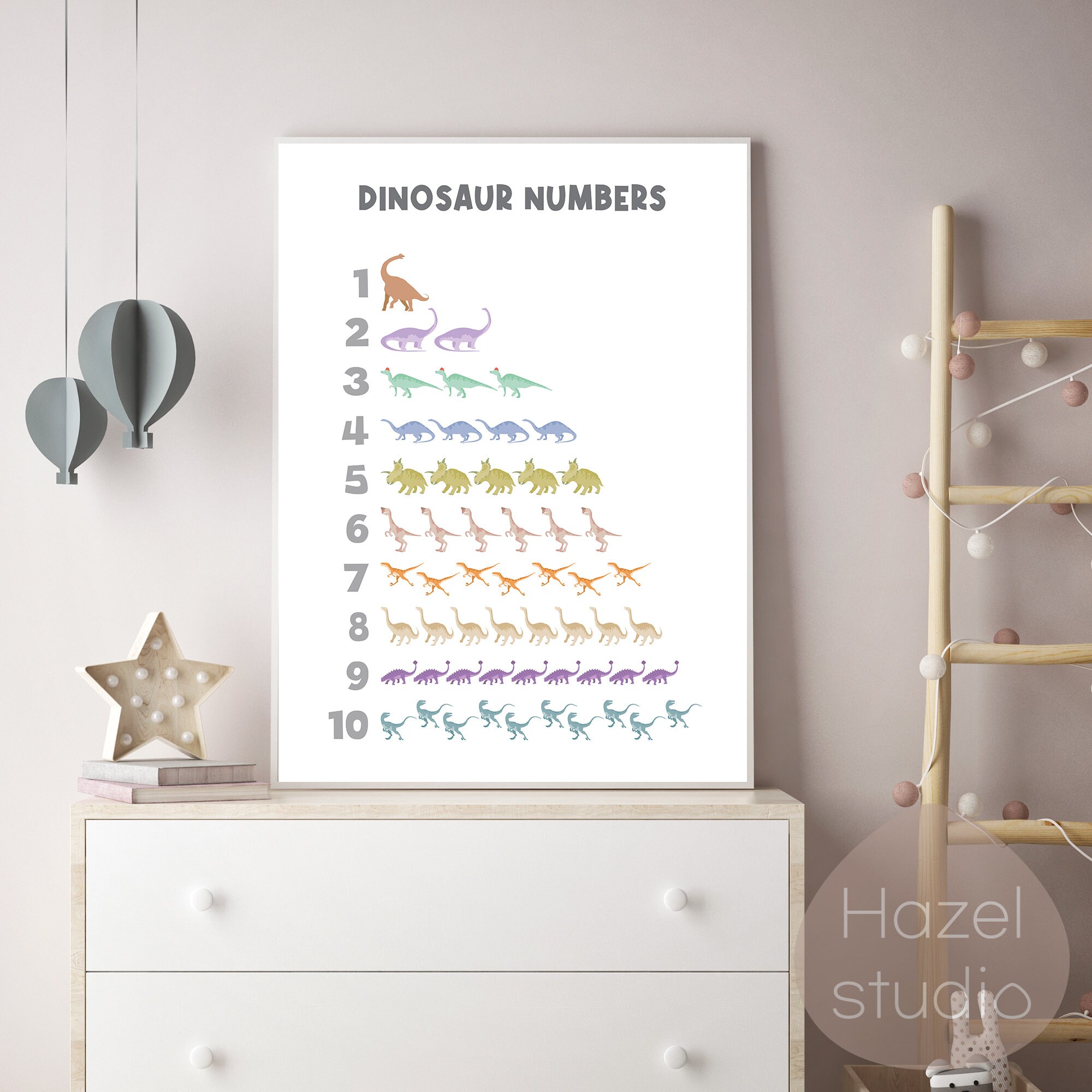 Dinosaur Numbers Poster 123 Poster Home School Montessori - Etsy
