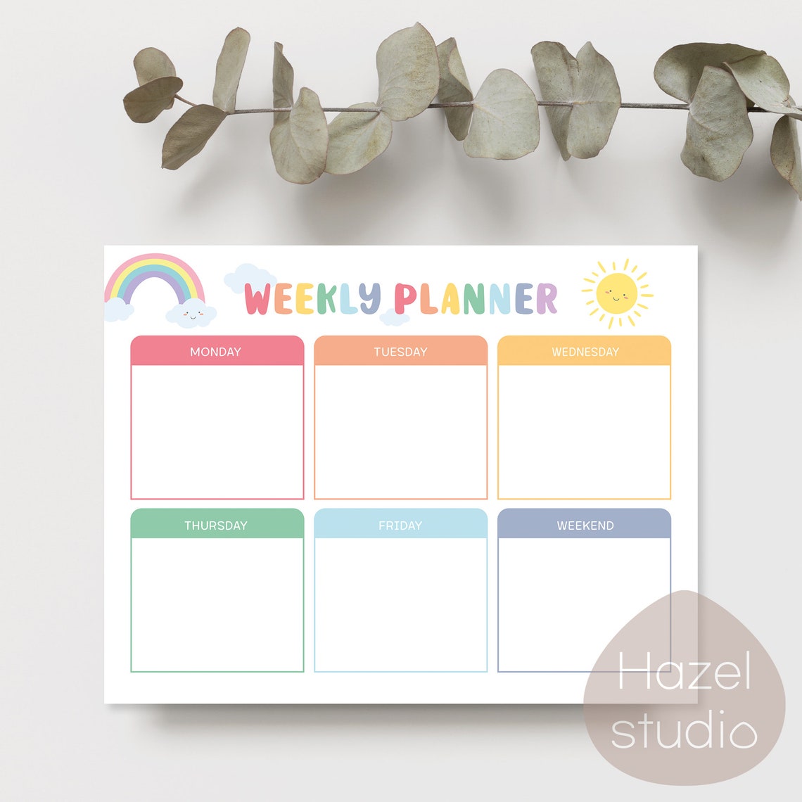 Kids Weekly Planner Rainbow Daily Planner Homeschool - Etsy