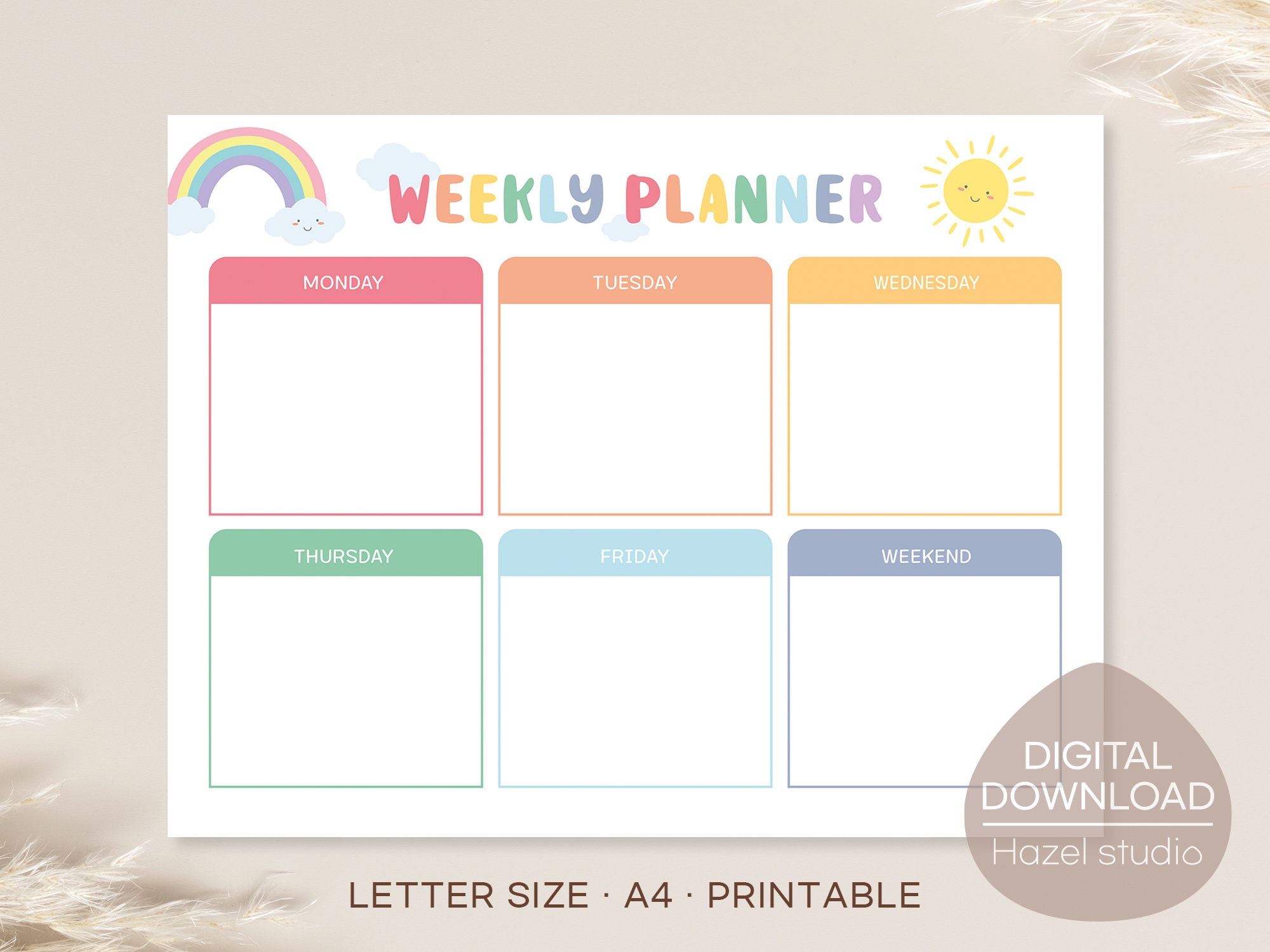 Kids Weekly Planner Rainbow Daily Planner Homeschool - Etsy