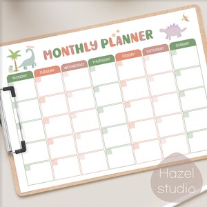 Kids Monthly Planner, Dinosaur Planner, Boy Daily Planner, Homeschool ...
