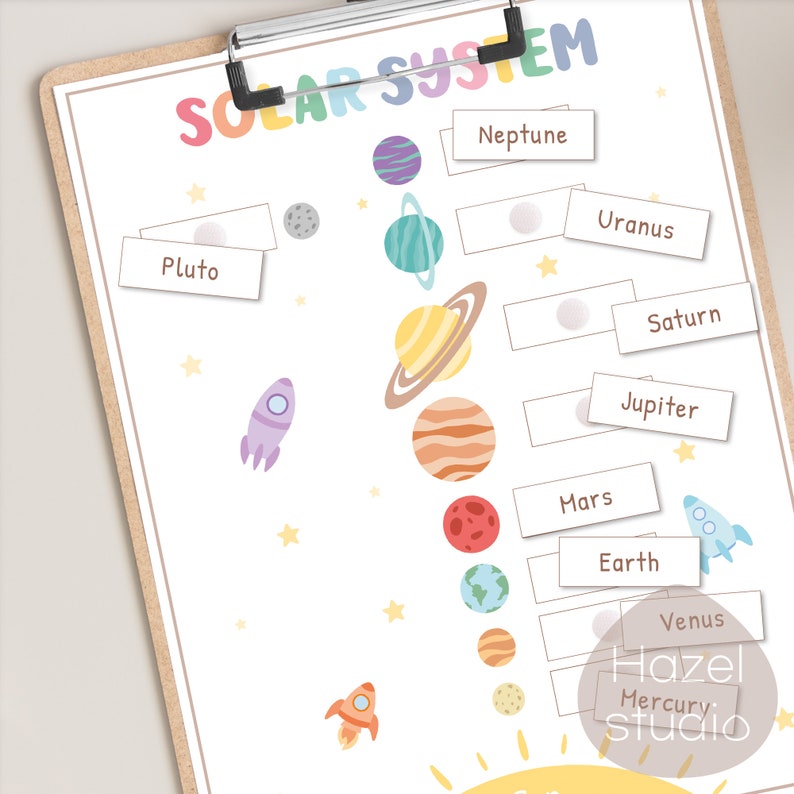 Solar System Matching Game Planets Activity Space Learning Etsy