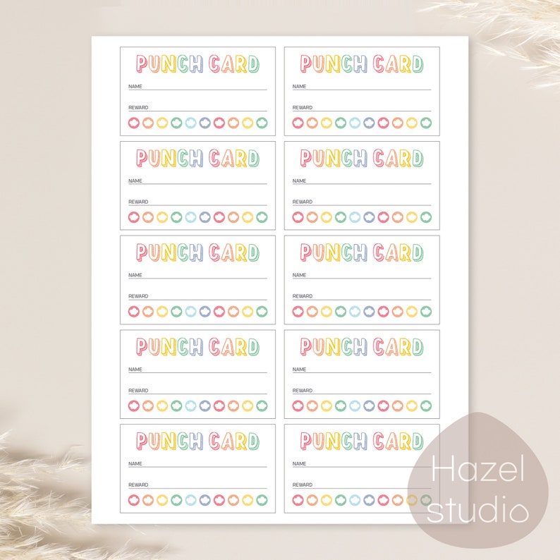 Reward Punch Card Rainbow Punch Card Classroom Incentive - Etsy