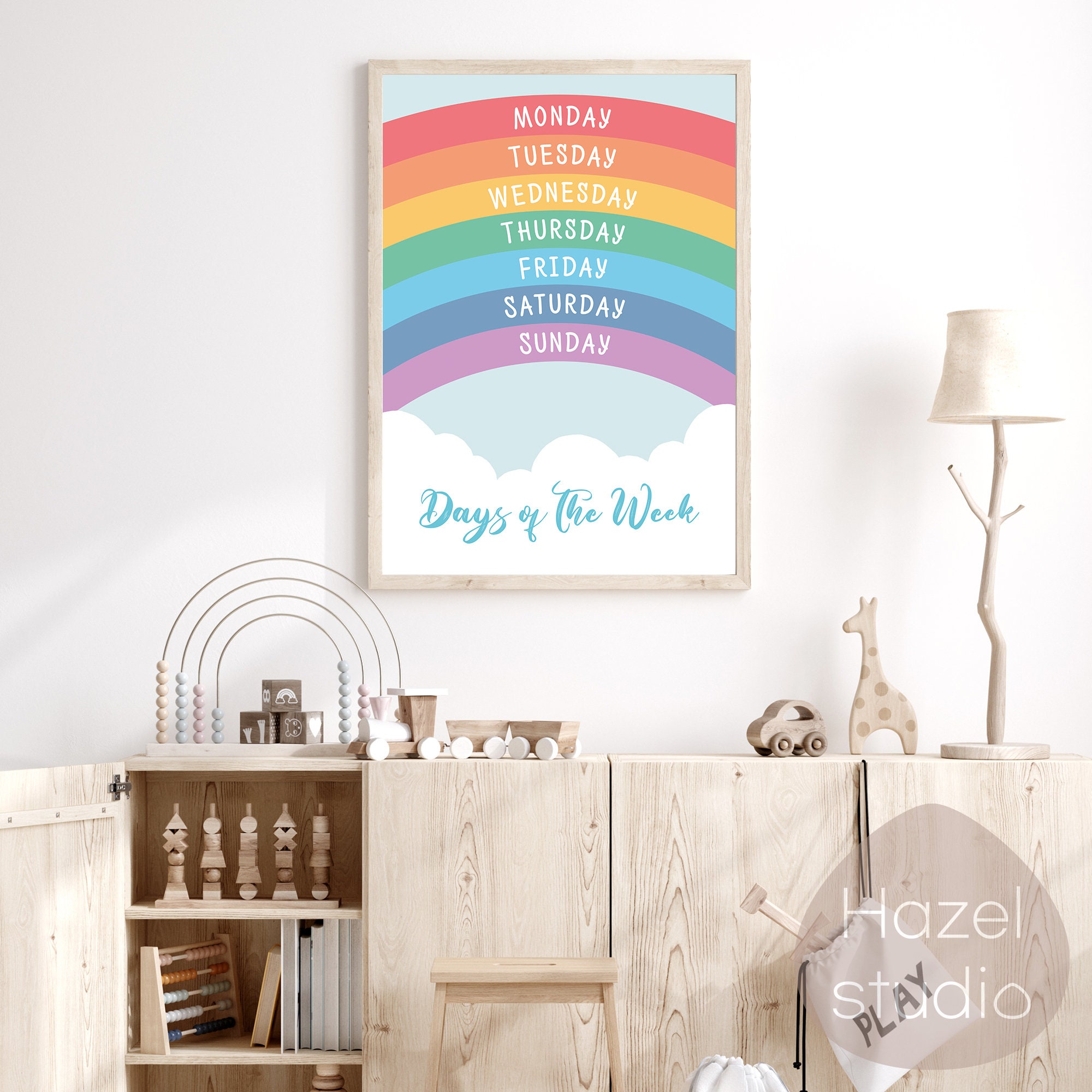 Days of the Week Poster Rainbow Print Montessori Homeschool - Etsy