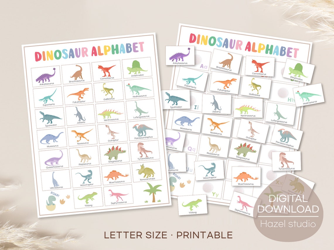 Dinosaur Alphabet Matching Game ABC Worksheet Phonics - Etsy