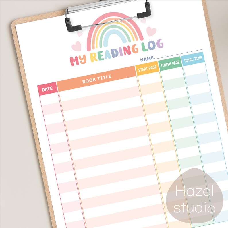 Kids Rainbow Reading Log Book Tracker for Kids Reading - Etsy