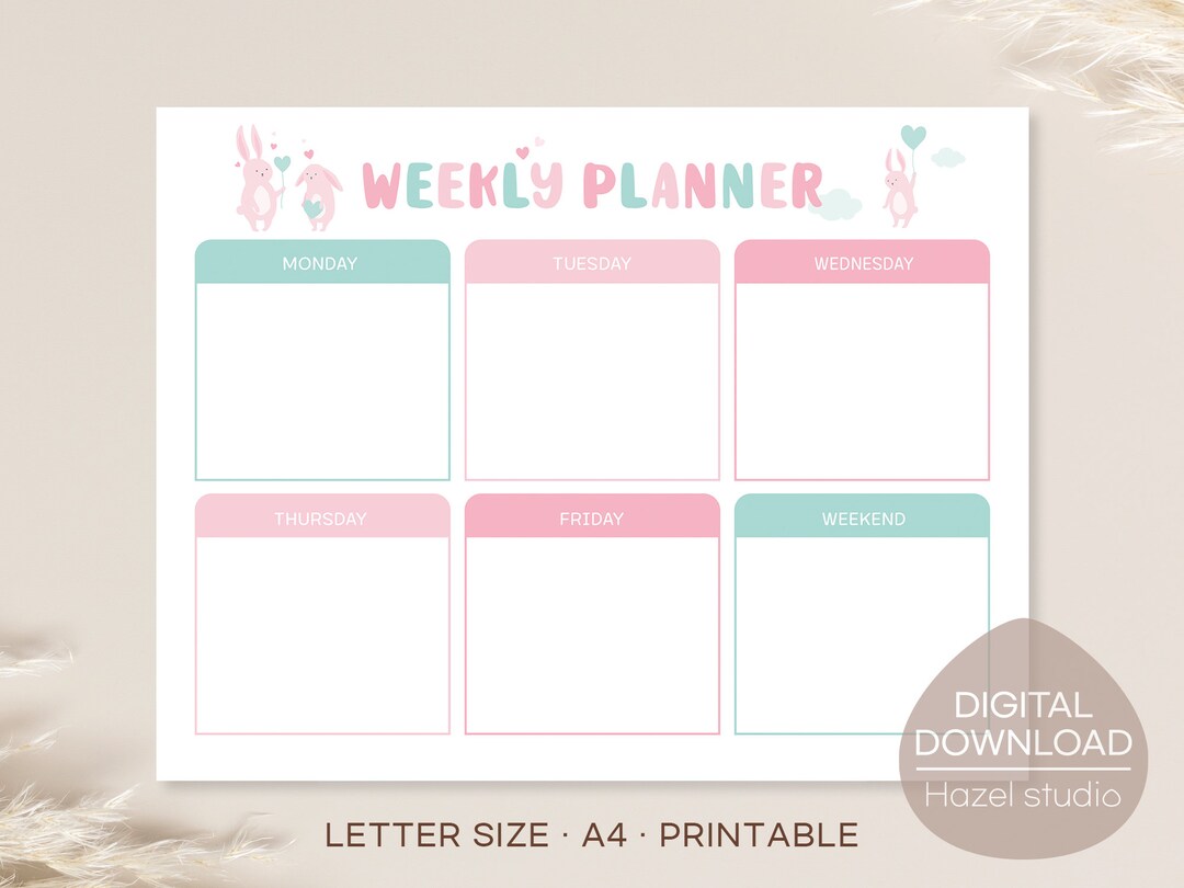 Kids Weekly Planner, Girl Daily Planner, Homeschool Planner, Kids ...