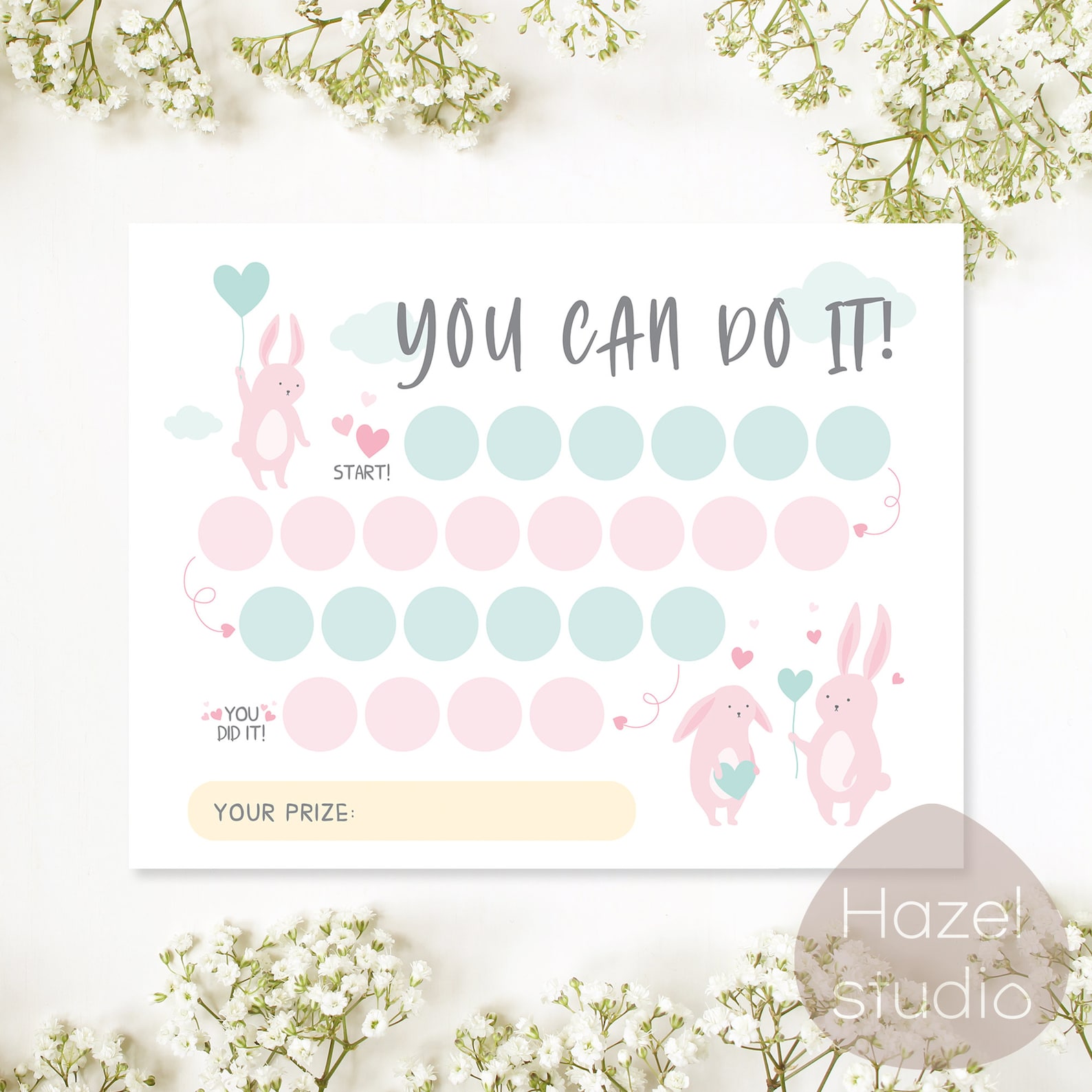 Bunny Reward Chart: Pink Rabbit Sticker Chore Chart (digital Download ...