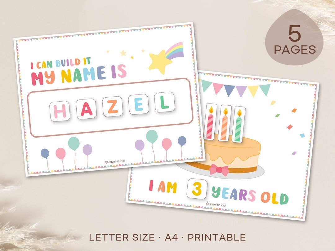 Toddler Busy Book: Name Spelling & Birthday Worksheet (digital Download ...