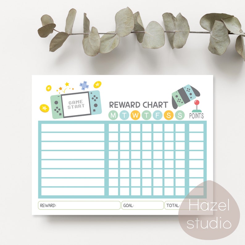Boy Reward Chart Video Game Weekly Behavior Chart for Boy - Etsy