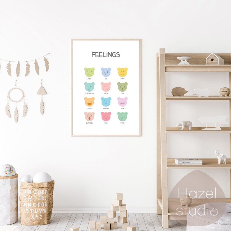 Rainbow Feelings Chart Emotions Poster Montessori Homeschool - Etsy