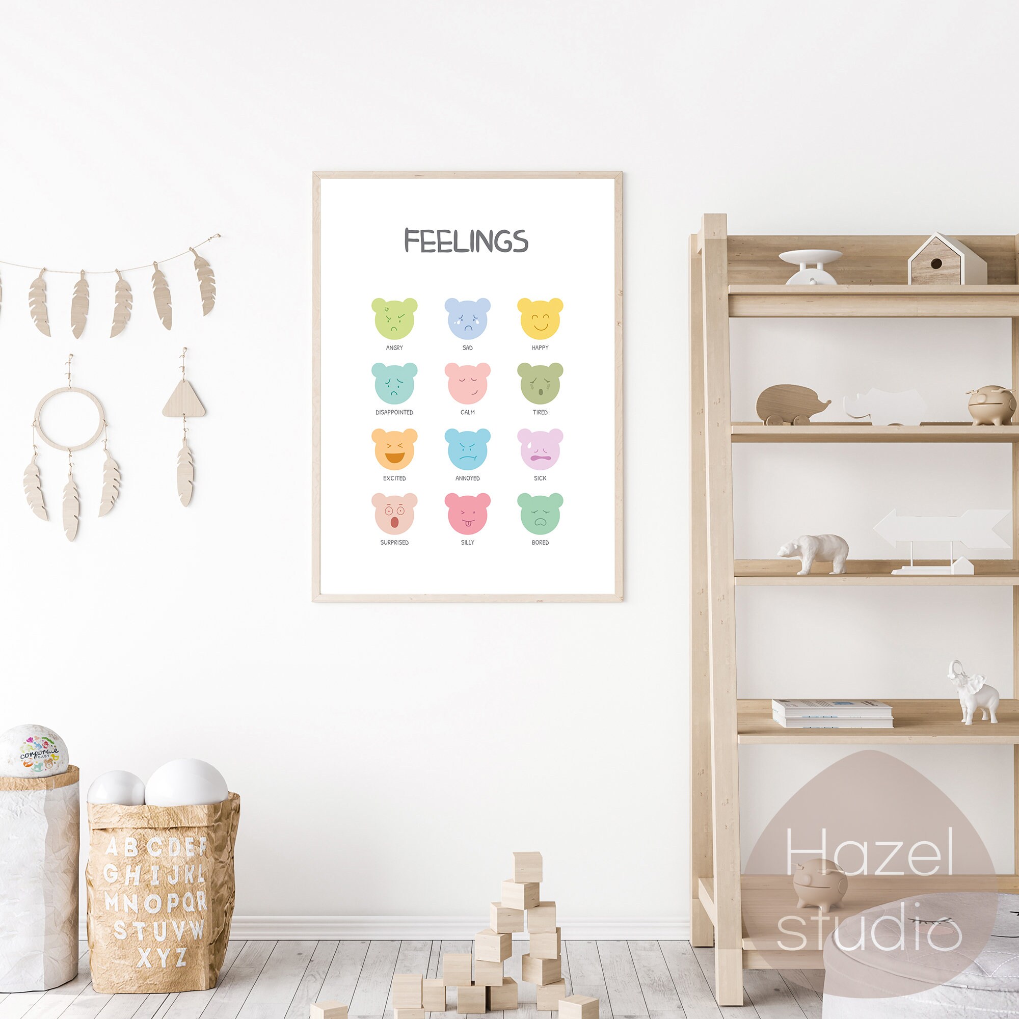 Rainbow Feelings Chart Emotions Poster Montessori Homeschool - Etsy