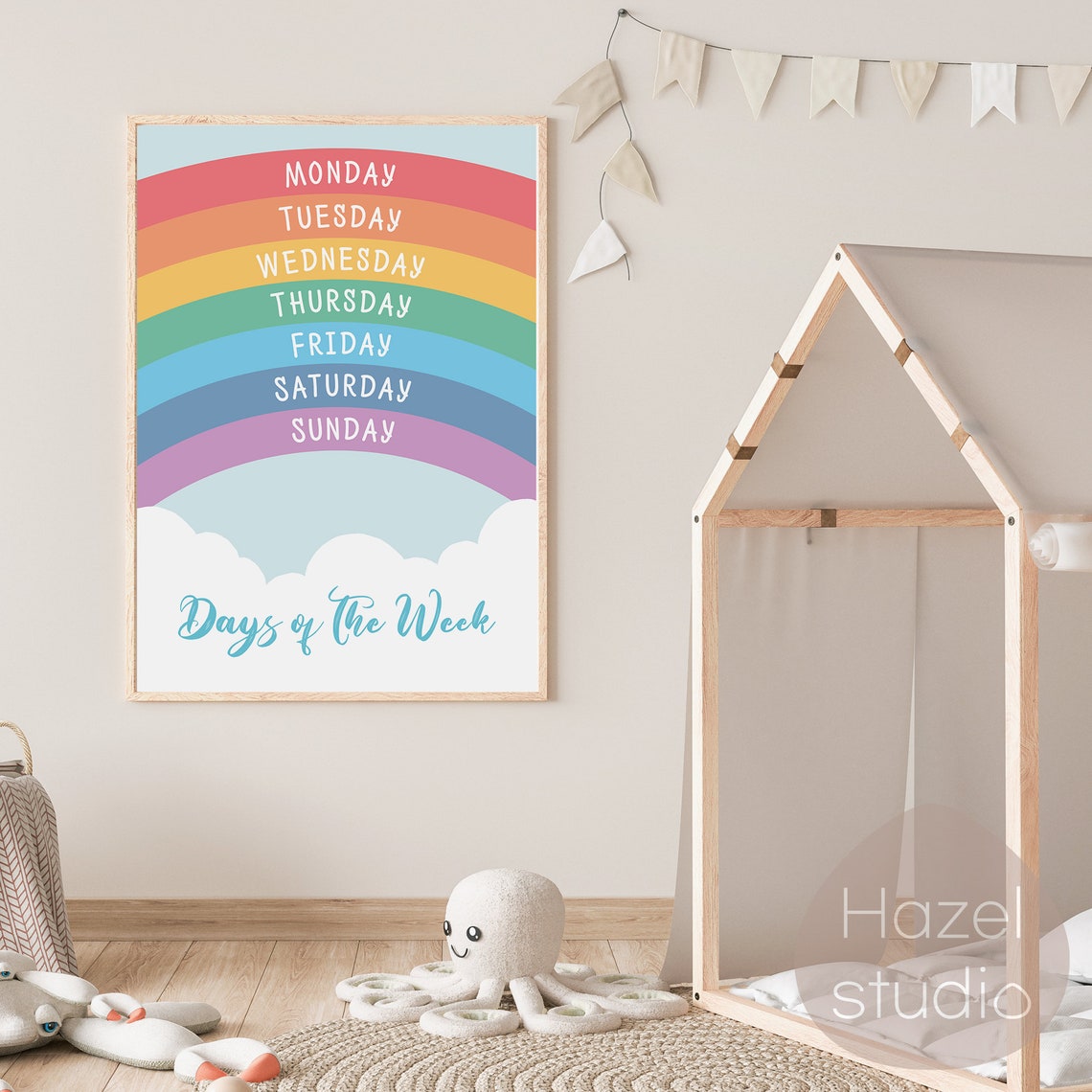 Days of the Week Poster Rainbow Print Montessori Homeschool - Etsy