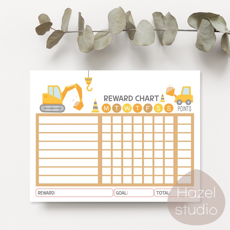 Boy Reward Chart Construction Truck Behavior Chart for Boy - Etsy