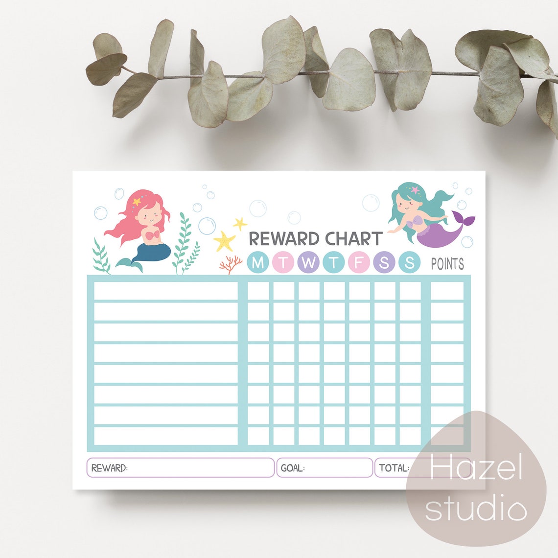 Mermaid Reward Chart Girl Weekly Behavior Chart Toddler - Etsy