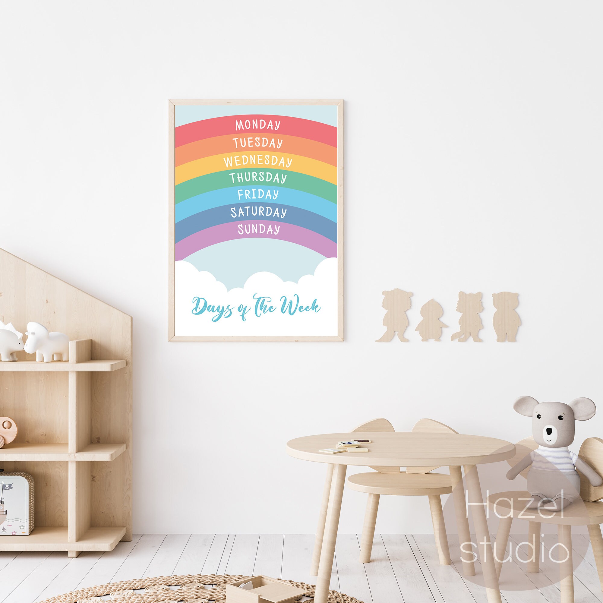 Days of the Week Poster Rainbow Print Montessori Homeschool - Etsy