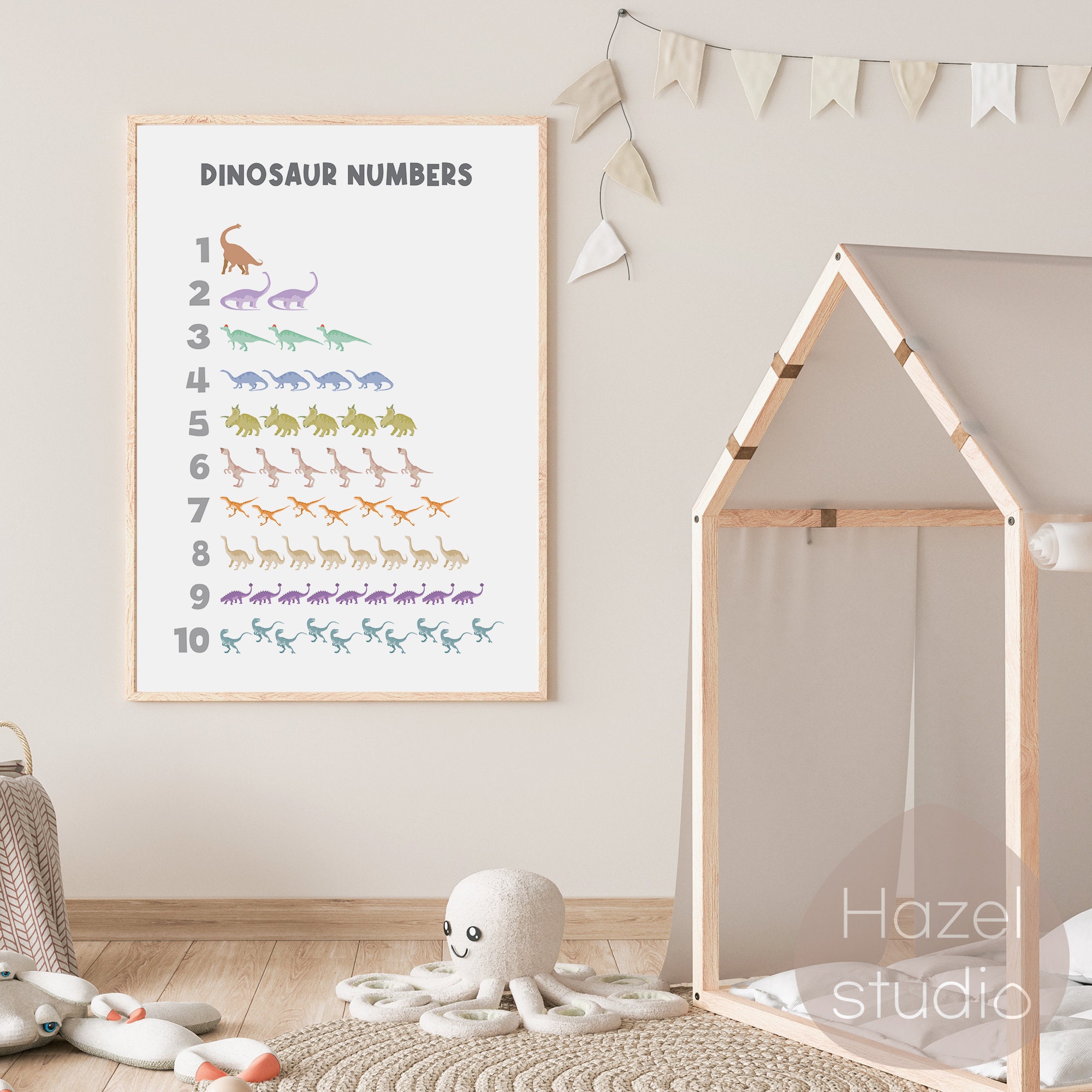 Dinosaur Numbers Poster 123 Poster Home School Montessori - Etsy