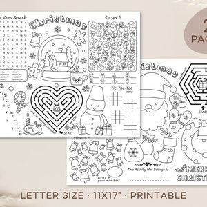 Kids Christmas Activity Mat, Coloring&activity Place Mat for Kids, Kids ...