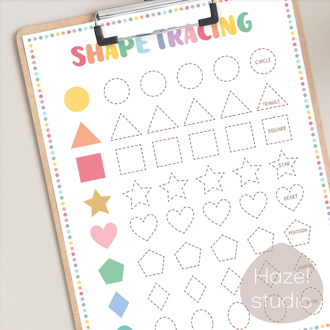 Shape Tracing Worksheet Geometric Shapes Activity Learning - Etsy