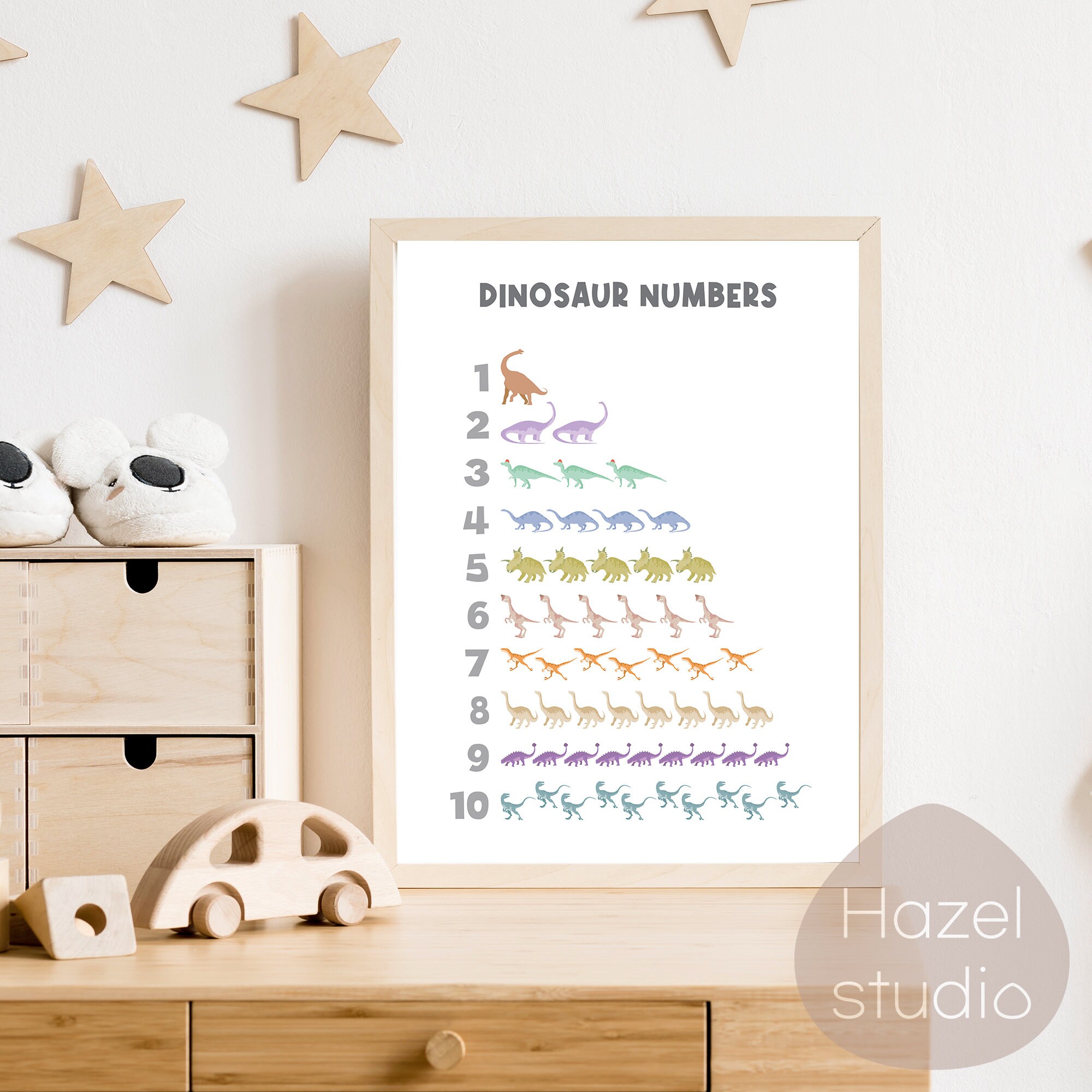 Dinosaur Numbers Poster 123 Poster Home School Montessori - Etsy