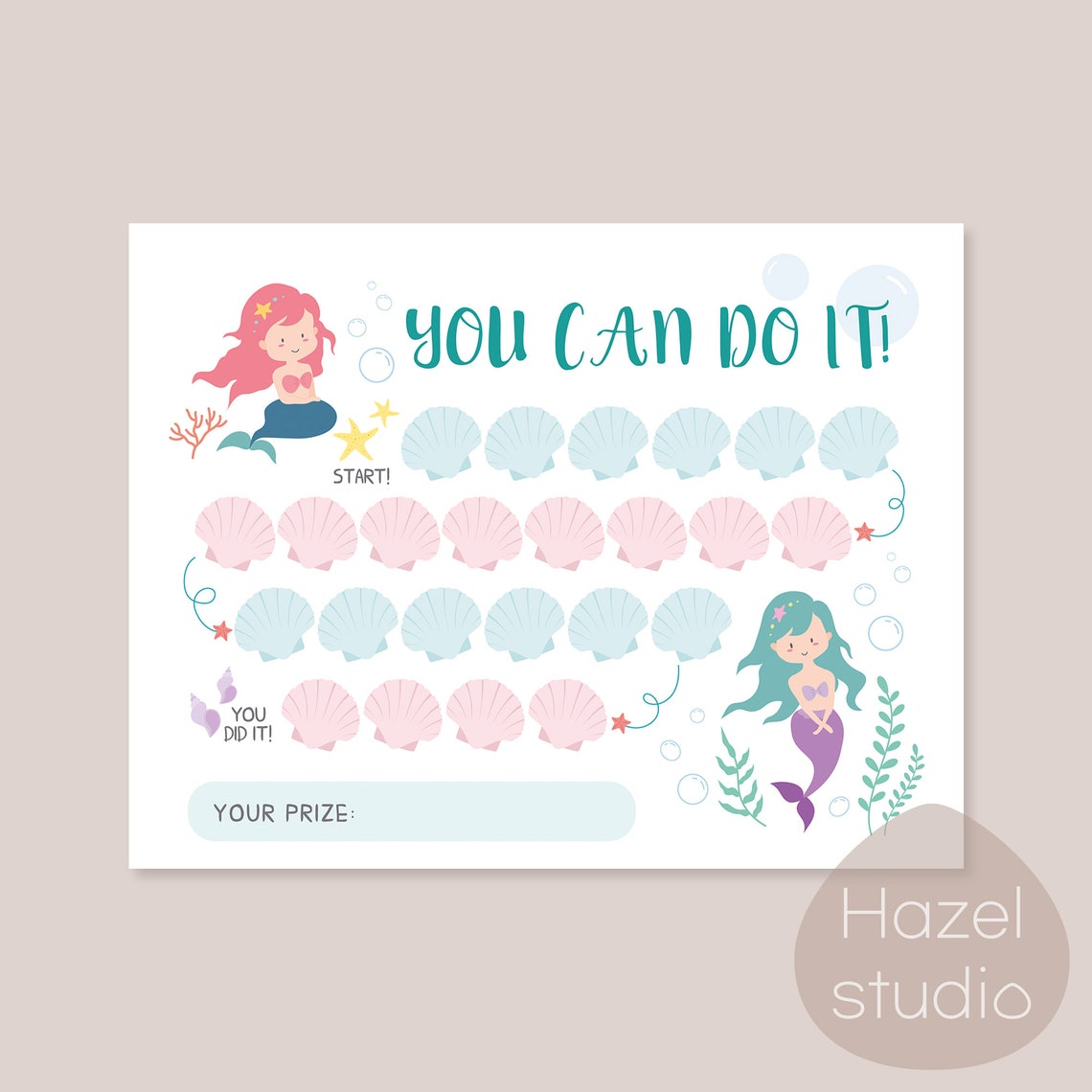 Mermaid Reward Chart Girl Behavior Chart Chore Chart | Etsy