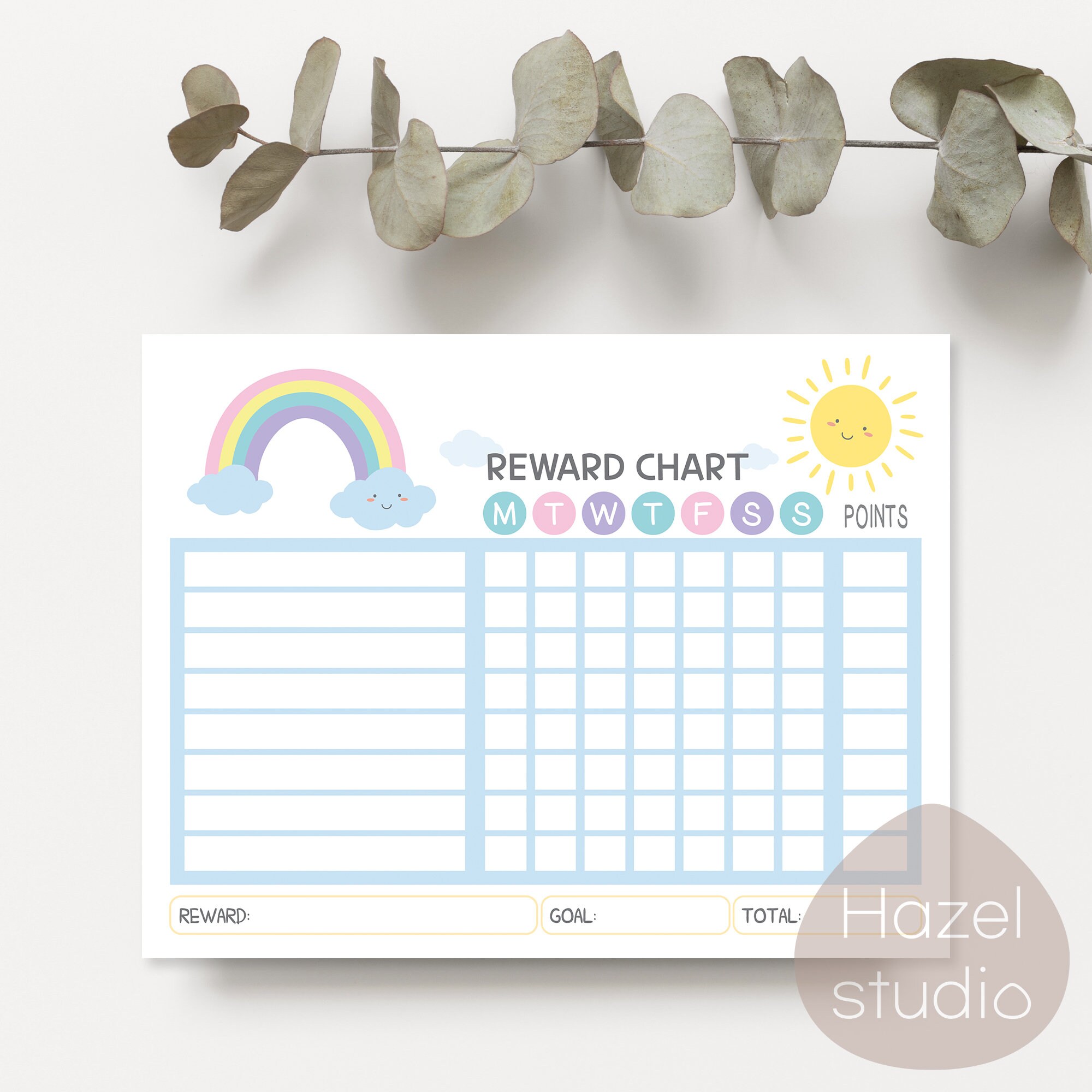 Rainbow Reward Chart Sunshine Weekly Chore Chart Sticker - Etsy