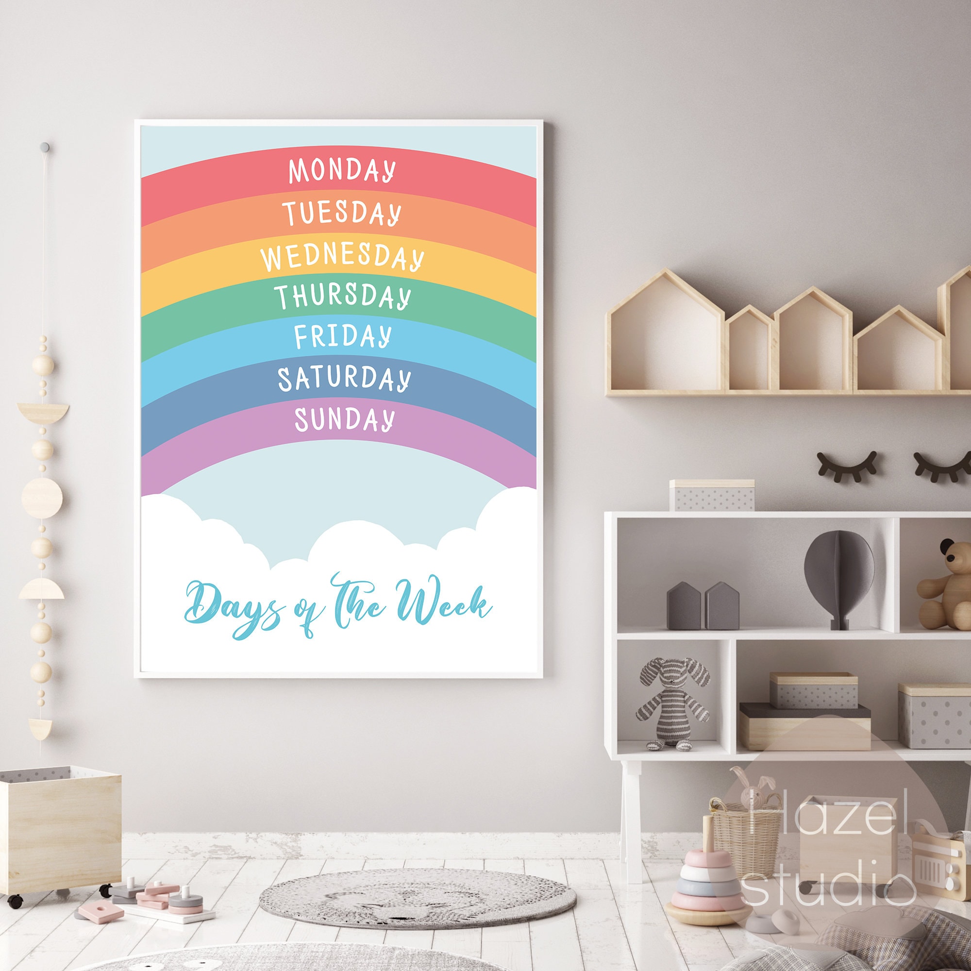 Days of the Week Poster Rainbow Print Montessori Homeschool - Etsy