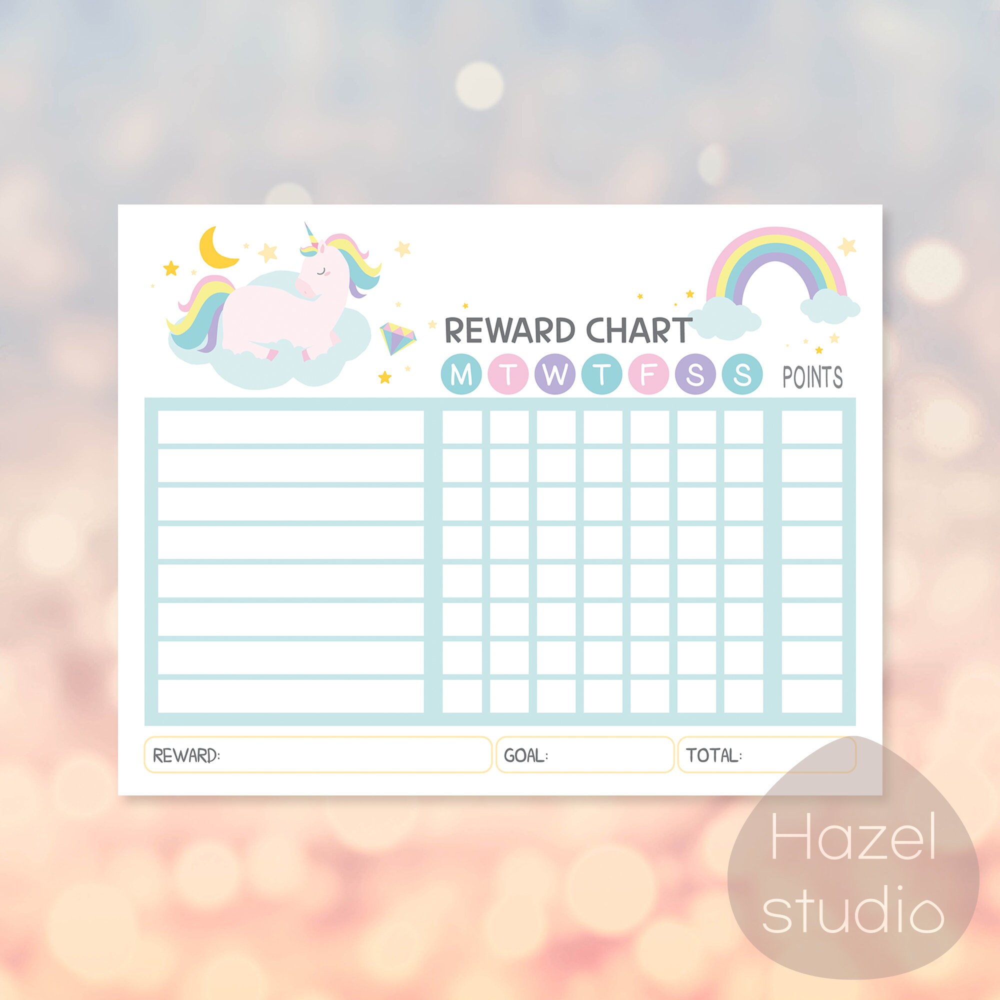 Unicorn Reward Chart: Rainbow Behavior Tracker (digital Download) - Etsy