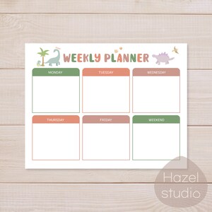 Boy Weekly Planner, Dinosaur Daily Planner, Homeschool Planner, Kids ...
