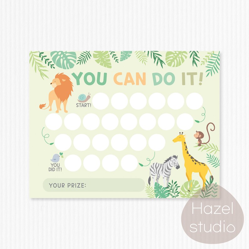 Animal Reward Chart Safari Behavior Chart for Kids Toddler - Etsy