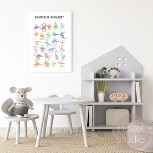Dinosaur Alphabet Poster, ABC Poster, Montessori, Rainbow Alphabet ...