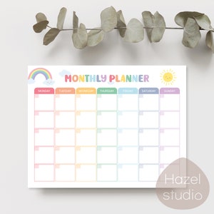Kids Monthly Planner, Rainbow Daily Planner, Homeschool Planner, Kids ...