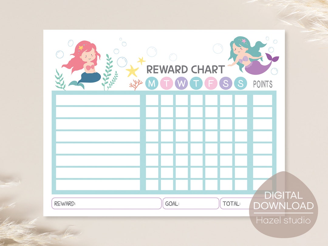 Mermaid Reward Chart, Girl Weekly Behavior Chart, Toddler Routine ...