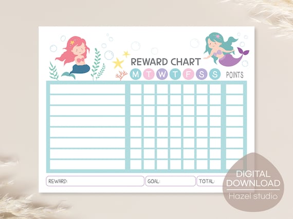 Mermaid Reward Chart Girl Weekly Behavior Chart Toddler | Etsy