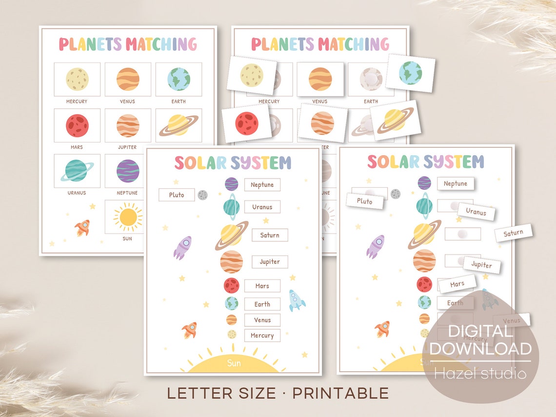 Solar System Matching Game Planets Activity Space Learning - Etsy