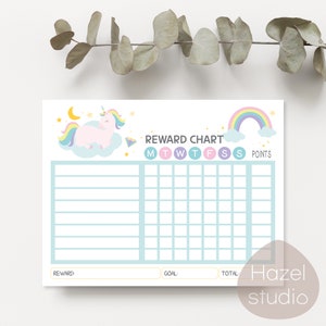 Unicorn Reward Chart, Rainbow Behavior Chart, Weekly Chore Chart ...