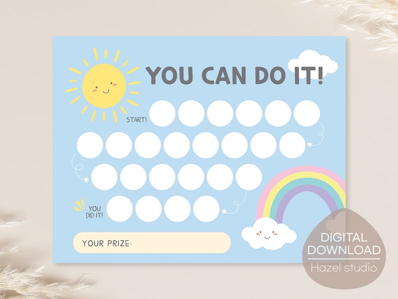 Rainbow Reward Chart Sunshine Sticker Behavior Chart Chore - Etsy