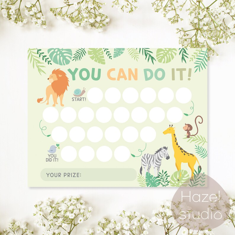 Animal Reward Chart Safari Behavior Chart for Kids Toddler - Etsy