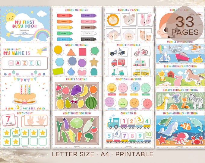 Toddler Busy Book Learning Binder Preschool Busy Book - Etsy