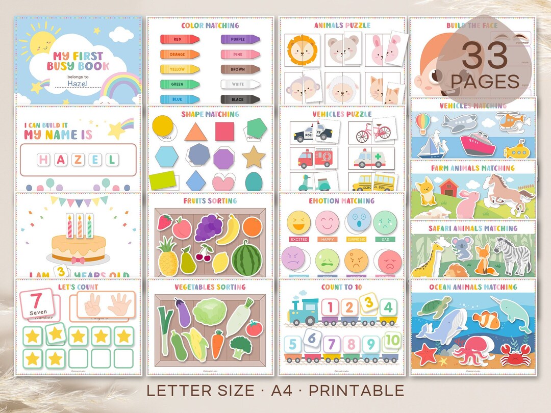 My First Busy Book: Toddler Learning Binder, Pre K Montessori Preschool ...