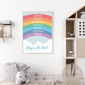 Days of the Week Poster, Rainbow Print, Montessori Homeschool ...