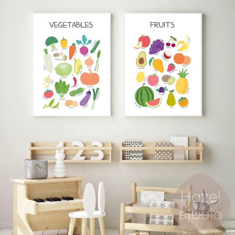 Educational Posters Set of 2 Vegetables Poster Fruits - Etsy