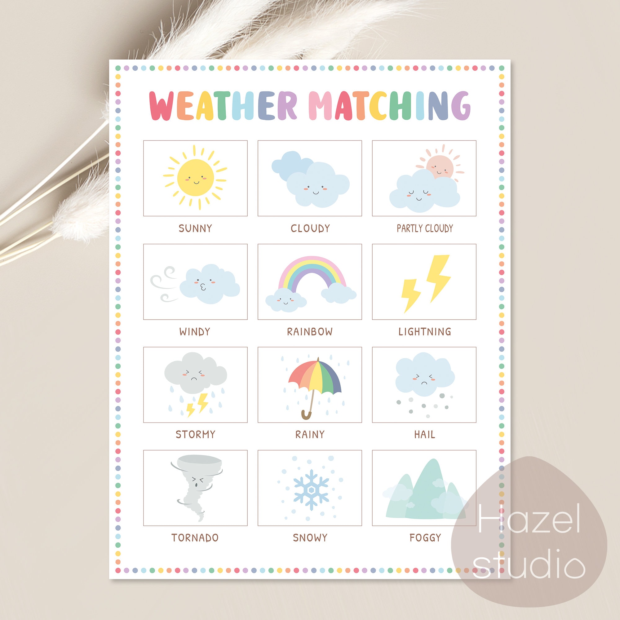 Weather Matching Game Preschool Worksheet Toddler Busy Book - Etsy Canada