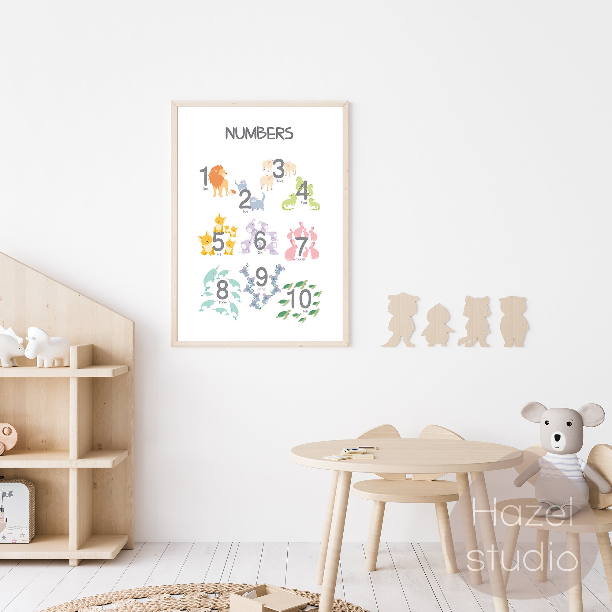 Numbers Poster Animal Counting Numbers Home School | Etsy