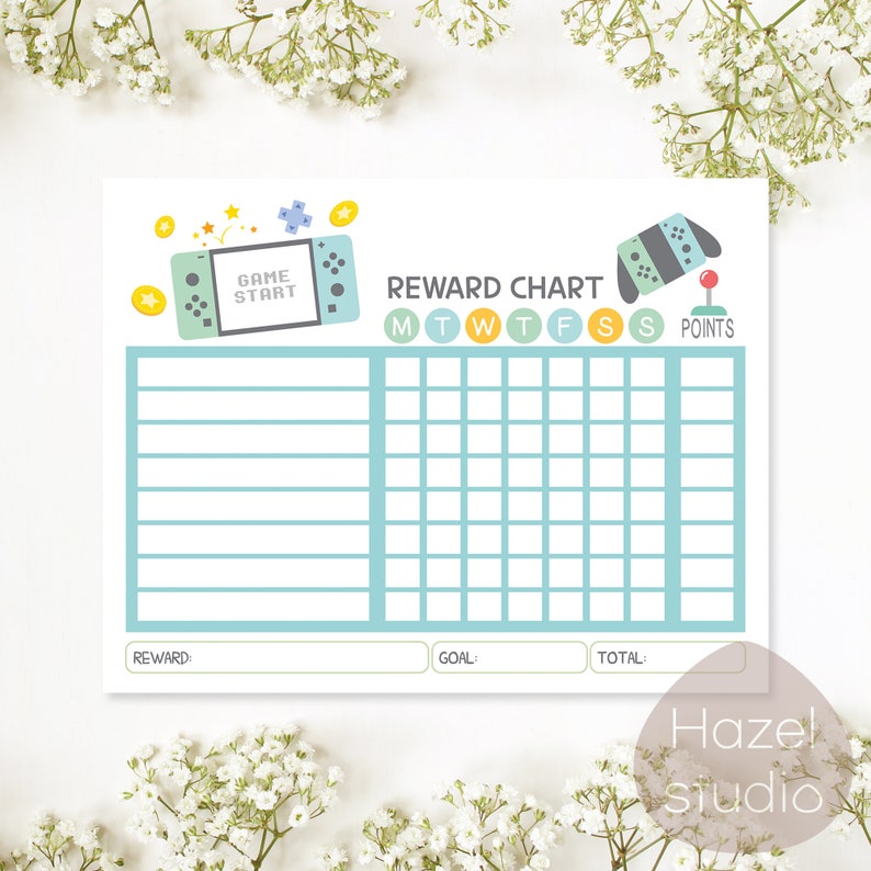 Boy Reward Chart Video Game Weekly Behavior Chart for Boy - Etsy