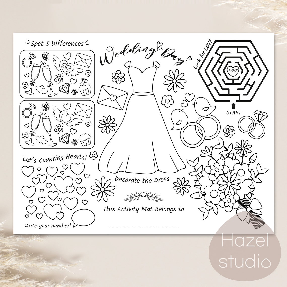Kids Wedding Activity Mat Coloring&activity Placemat for - Etsy