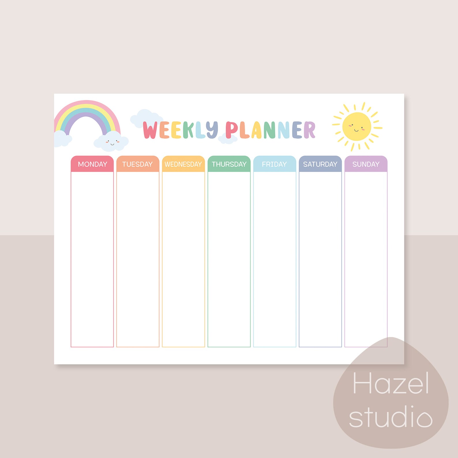 Kids Weekly Planner Rainbow Daily Planner Homeschool | Etsy