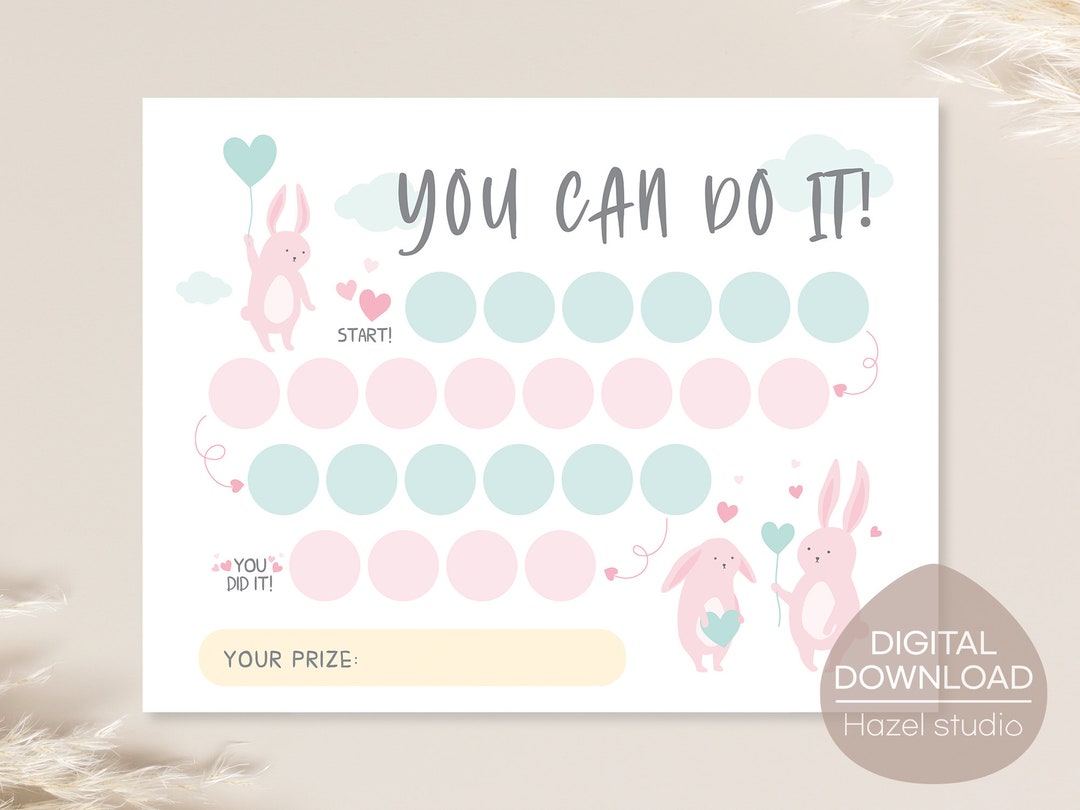 Bunny Reward Chart: Pink Rabbit Sticker Chore Chart (digital Download ...