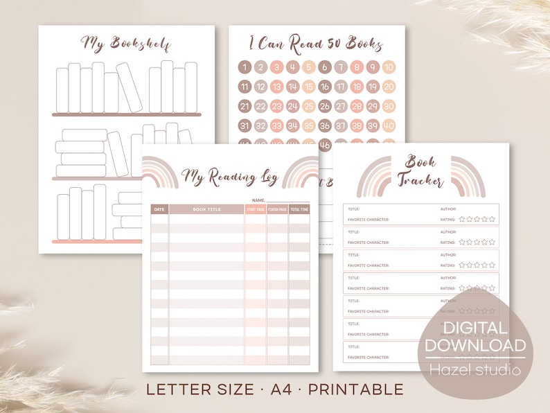 Boho Reading Log Book Tracker for Kids Reading Challenge | Etsy