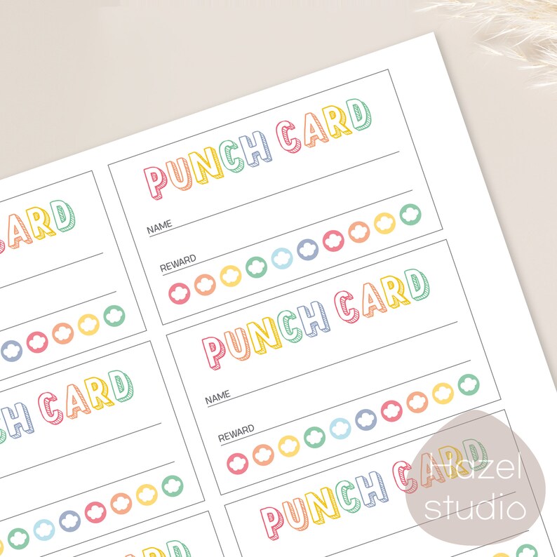 Reward Punch Card Rainbow Punch Card Classroom Incentive - Etsy