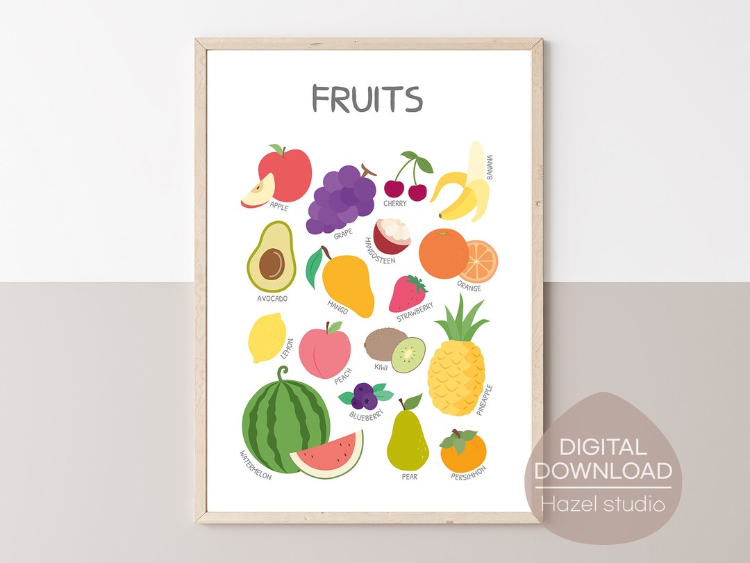Fruits Poster, Learning Posters, Montessori Homeschool Decor, Preschool ...